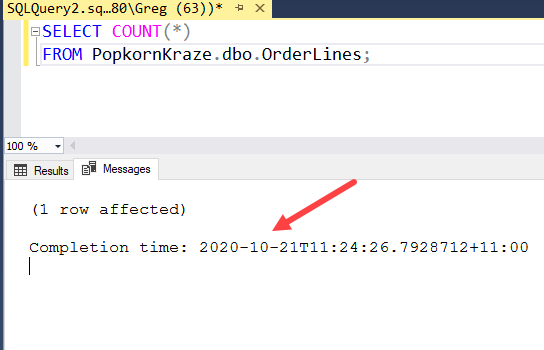 SQL: Turning off completion times in SQL Server Management Studio (SSMS ...