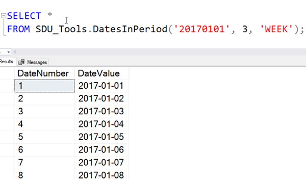 SDU Tools: Dates in a Period in SQL Server T-SQL - The Bit Bucket SDU Tools: Dates in a Period in SQL Server T-SQL - The Bit Bucket