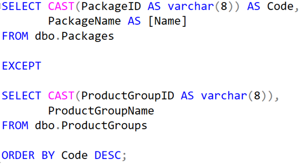 T-SQL 101: 112 Excluding Data with EXCEPT - The Bit Bucket