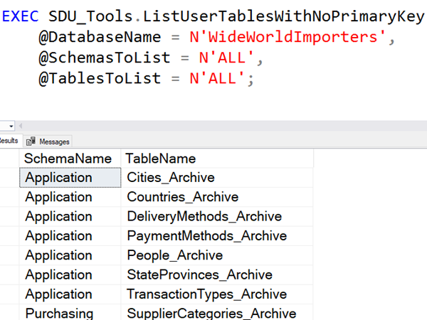 SDU Tools: Listing SQL Server user tables that have no primary key - The Bit Bucket