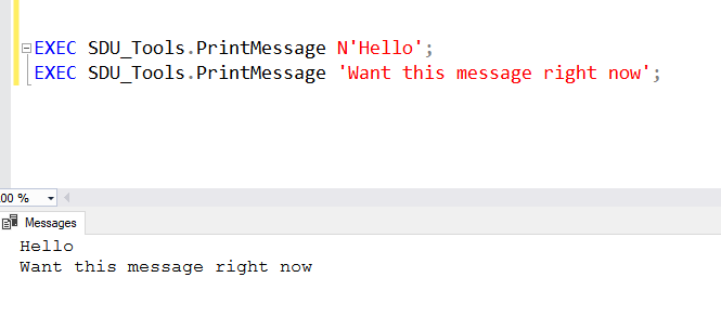 SDU Tools: Print message without delay in T-SQL - The Bit Bucket