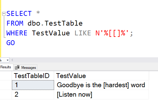 Sql Finding Square Brackets Using Like In Sql Server T Sql The Bit Bucket