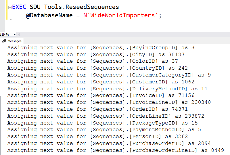 SDU Tools: Reseed Sequences in T-SQL - The Bit Bucket