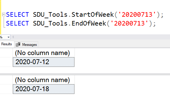 SDU Tools: Start of week and End of week in SQL Server T-SQL - The Bit Bucket
