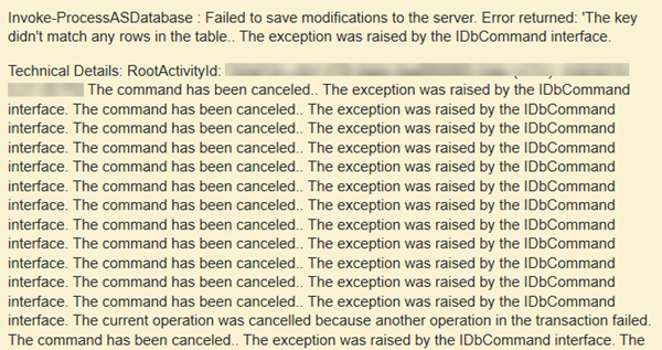 BI: (FIX) Failed to save modifications to the server. Error returned ...